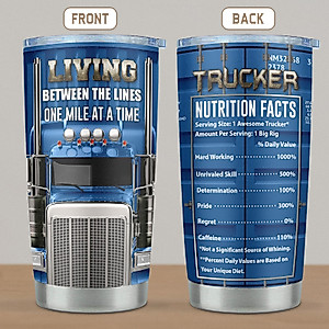 Qatdey Truck Driver Gifts for Men, Cool Gifts for Truck Drivers Tumbler 20oz, Trucker Gifts Mug, Best Gifts for Truckers Cup, Trucker Gifts for Men/Truck Lovers/Dad, Appreciation Gift for Truck Driver