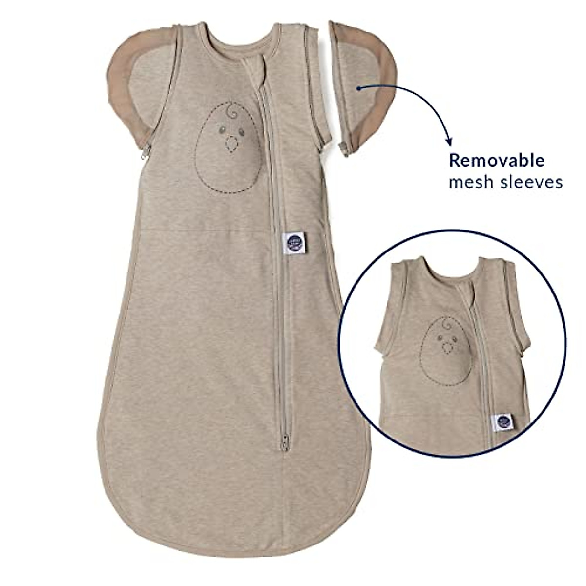 Nested Bean Zen One™ - Gently Weighted Swaddle for Babies 3-6M (13-18.5 Lbs) | Adapts for arms in/Out | Prevents startles | Aid Self-Soothing | 2-Way Zipper | Machine Washable | TOG 1.0