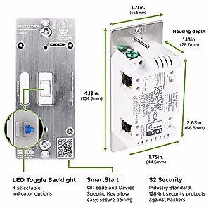 Enbrighten Z-Wave Smart Toggle Light Switch with QuickFit and SimpleWire, 3-Way Ready, Compatible with Google Assistant, ZWave Hub Required, Repeater/Range Extender, White, 46202