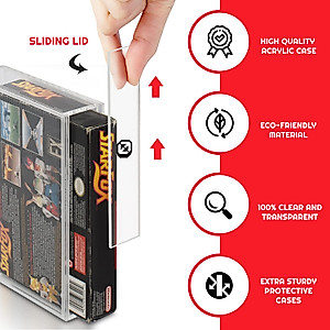 EVORETRO Clear Acrylic Protector Case Compatible with SNES & N64 Games Storage Box, 4MM Thick, Scratch, Dust, UV Resistant (Pack of 2)