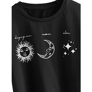 SOLY HUX Girl's Summer Letter Graphic Print Crop Tops Casual Short Sleeve T Shirt Tee Black 11-12Y