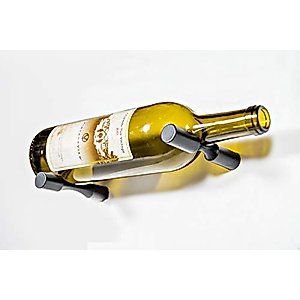 VintageView Vino Pins – Metal Wall Mounted Wine Bottle Rack for Wood Surfaces - Stylish Modern Wine Storage with Label Forward (Matte Black, 1 Bottle)