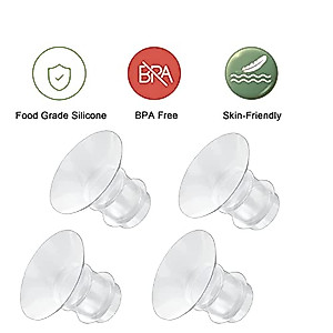 Silicone Flange Insert 15mm/17mm/19mm/21mm 4pcs Wearable Breast Pump Accessories,Compatible with S9/S10/S12/S4DW,Electric Breast Pump Parts Replace (4 Size Set)