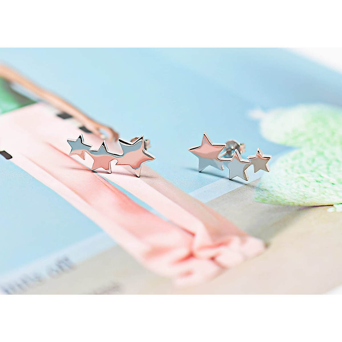 Sterling Silver Star Stud Hypoallergenic Stars Post Earrings for Girls Teens Women