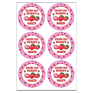 Strawberry Thank You Sticker Labels,2" Berry Sweet Strawberry Themed Birthday Party Thank You Stickers Great for Party Favors, Envelope Seals & Goodie （120 Pcs）