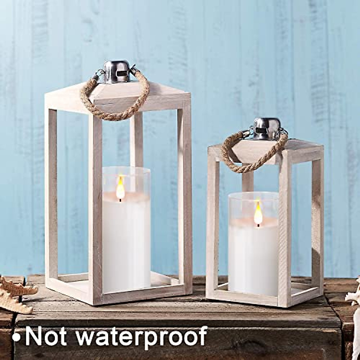 Amagic Acrylic Flameless Candles, Battery Operated Candles, Flickering LED Pillar Candles with Remote Control and Timer, Yellow and Blue Glow, Set of 3