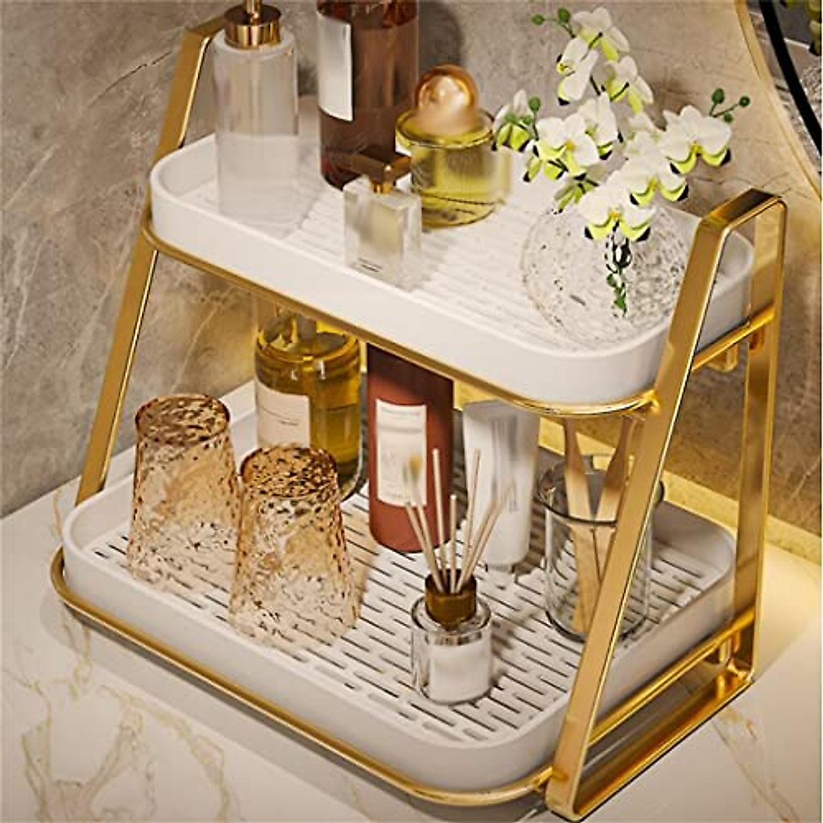 Double-Layer Desktop Dressing Table Rack Shelf Bathroom Countertop Sink Vanity Vanity Cosmetic Storage Box