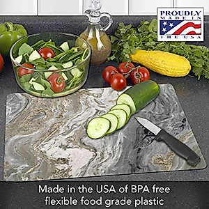 Cut N' Funnel Quartz, Designer Flexible Cutting Board Mat, 15" x 11.5", Made in the USA, Decorative, Flexible, Easy to Clean