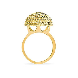 Fireworks Yellow Gold Ring for Women, Half Textured Sphere Party Cocktail Costume Jewelry for Women (11.5)