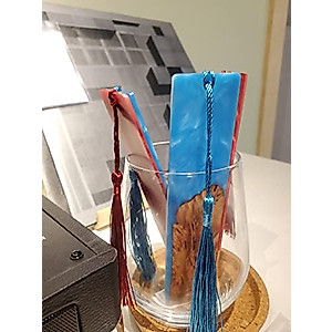 LA LIBURU Unique Hand Made Wooden and Blue Resin Bookmark with Tassel (1 Random Piece Style)