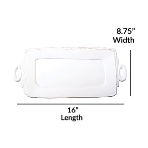 Vietri Lastra White Collection Italian Serveware Sets (Handled Rectangular Platter)