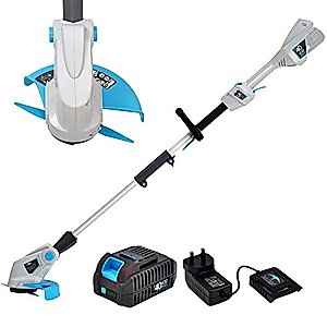 40V Cordless Grass Trimmer Kit Lightweight String Trimmer & Edger Weed Trimmer Alu Foldable Shaft for Garden Including 6 Spare Blades Battery & Charger