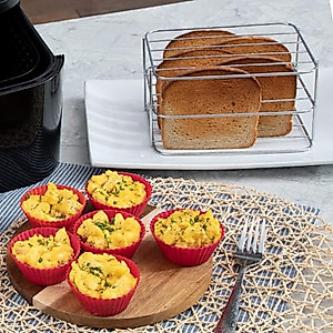 NUWAVE 6 QT Air Fryer Accessories 6 Silicone Egg Liners, a Stainless Steel Toaster Rack and a Stainless Steel Bacon Rack (Breakfast Kit)