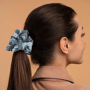 10pcs Cute Plaid Hair Ties Printed Hair Scrunchies Ponytail Holder Colorful Hair Elastics Bands Hair Accessories for Women Girls (Blue)