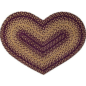 IHF Home Decor 20" X 30" Braided Heart Shape Area Rug New Vintage Star Design Jute Fabric