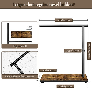 BCOZLUX Hand Towel Holder, Countertop Hand Towel Stand for Bathroom and Kitchen, Counter Towel Racks (Rustic Brown-Square Base-L Shape-Long)