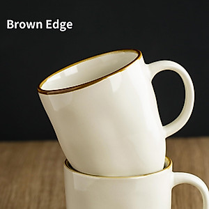 famiware Coffee Mugs Set of 4, Ocean Square 13oz Coffee Cup Set with Handle for Cocoa, Milk, Hot Chocolate, Tea, Water, Stoneware Cups for Kitchen, Microwave and Dishwasher Safe, Vanilla White