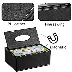 Tissue Box Cover Rectangular,Compatible with Kleenex Box Covers,Multifunctional Facial Tissue Box Holder with Remote Control Holder,Decorative Nighstand Organizer,Tissue Dispenser for Bathroom