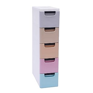 Bedroom Narrow Dresser 5 Drawer,Storage Units Dresser 7.8*15.7*33in,Plastic Narrow Storage Cabinet,Small Closet Organizer Standing Shelf Bedroom Furniture for Bathroom Living Room 7.8*15.7*33in