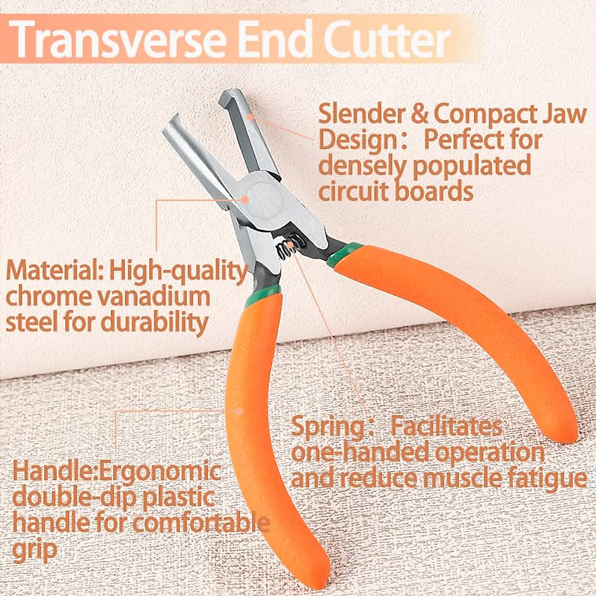 LEONTOOL 5-Inch Transverse End Cutter SMT/SMD Chip Cutters Side Cutting Pliers Front Angle Cutter Nipper End Cutter with Extra Long Flat Nose Tip Cutter 90 Degree Blade Precision Plastic Model