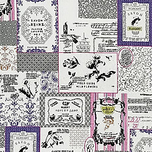 Sheicon Newspaper Printed Fabric by The Yard Cotton Linen Blend Material 60" Wide Decorative Fabric for DIY Crafts Projects Color French Elegance Size 2 Yards