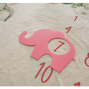 Popfavors Floral Elephant Baby Monthly Milestone Blanket, Jungle Elephant Girl's Soft Fleece Monthly Milestone Blanket , Girl Elephant Nursery Infant Newborn, Includes Marker (White, 50x40 inch )