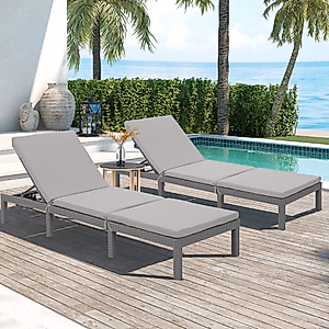 vonGarten Chaise Lounge Ourdoor,Tanning Chair with 5 Adjustable Backrest, Patio Lounge Chair for Outside Poolside Beach Pool Grey