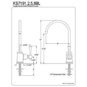 Kingston Brass Gourmetier KS7198BL Vintage Single Handle Water Filtration Faucet, Brushed Nickel