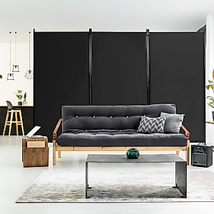 DORTALA 3-Panel Room Divider, Freestanding Folding Privacy Partition Screen with Steel Frame, Morden Room Divider for Separating Room in Bedroom, Office, Black