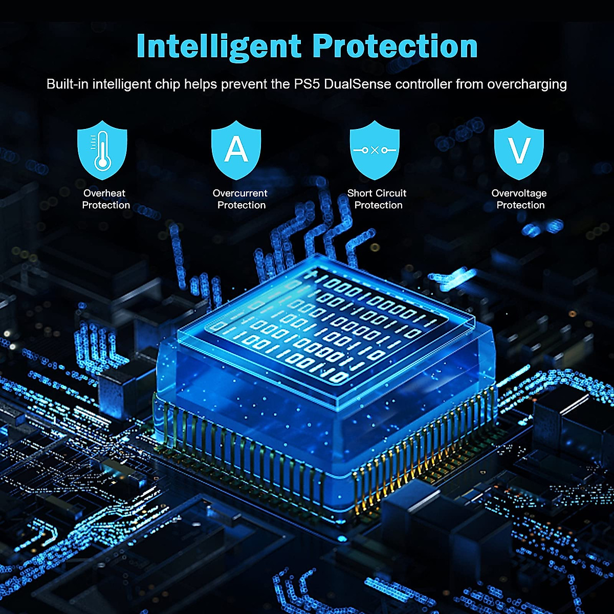 NexiGo Enhanced PS5 Controller Charger, Playstation 5 Charging Station with LED Indicator, High Speed, Fast Charging Dock for Sony DualSense Controller, White