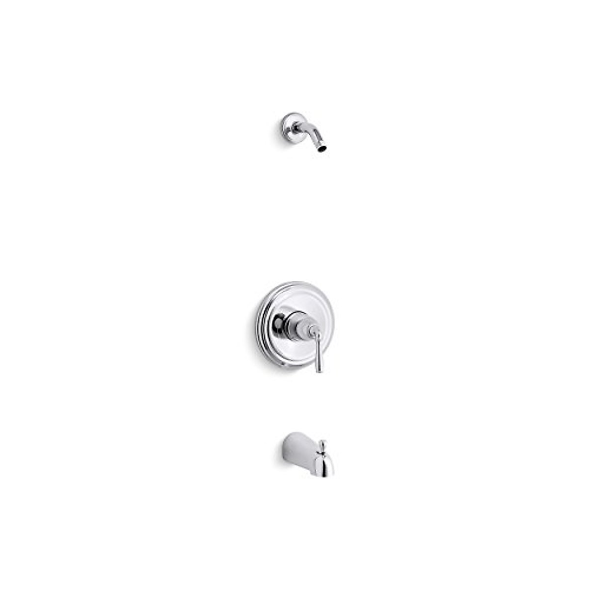 KOHLER TLS395-4S-CP Devonshire(R) Rite-Temp(R) Bath and Shower Valve Trim with Lever Handle and Slip-fit spout, Less showerhead, Polished Chrome