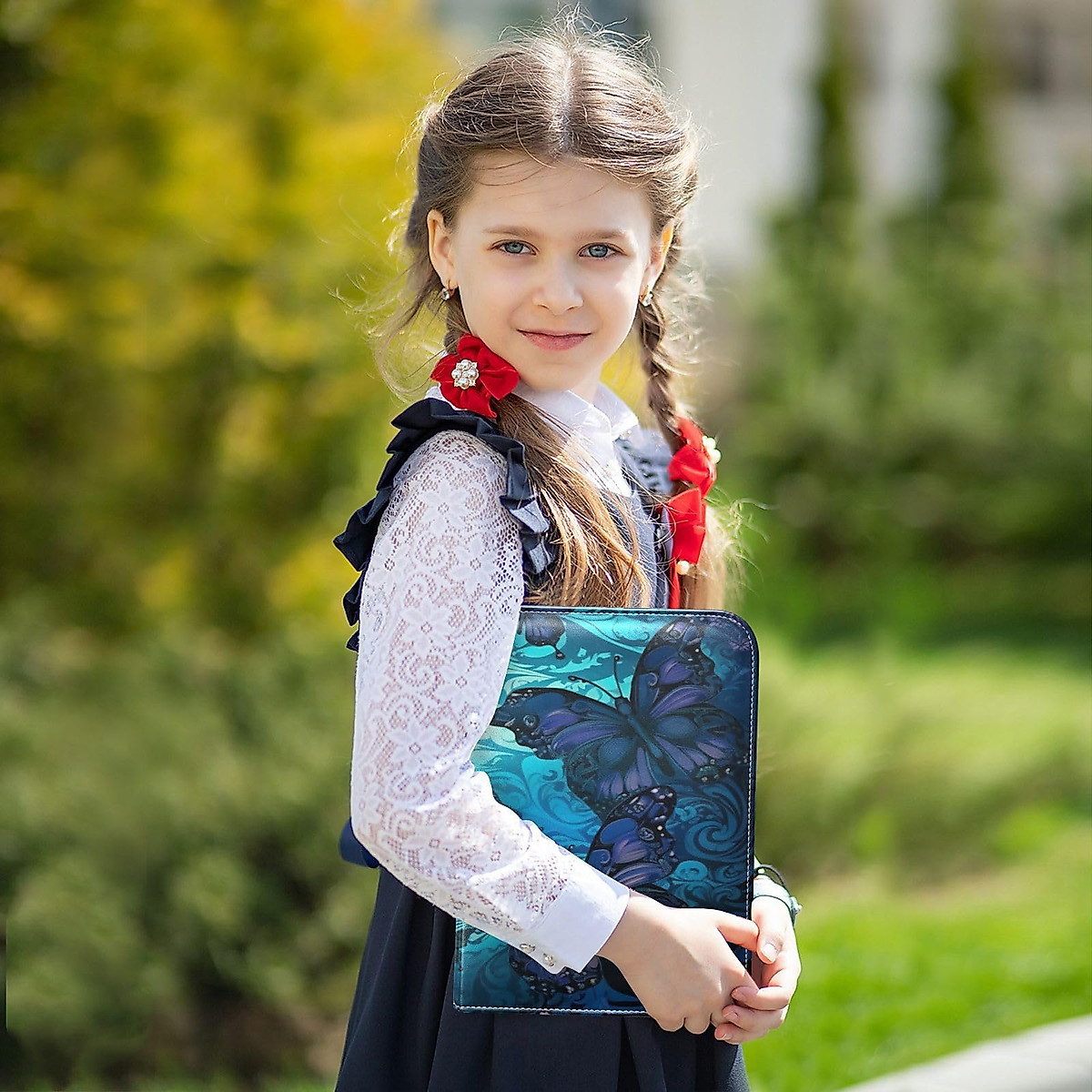 PYBUG Butterfly Trading Card Binder with Nylon Strap 4-Pocket Waterproof PU Leather Card Collection Binder for 400 Cards Sturdy Card Holder Folders for Game Cards,Sports Cards