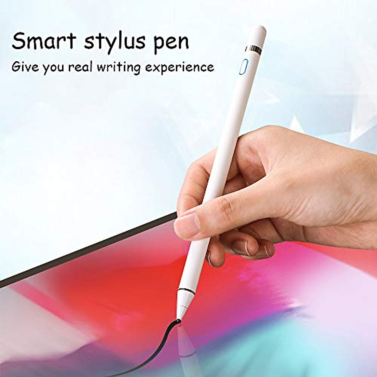 DOGAIN Active Stylus Pen for Android,iOS, iPad/iPad 2/New iPad 3/iPad4/iPad Pro/iPad Mini/iPad Mini 2/3 /4 and Most Tablet,1.5mm Fine Point Rechargeable Digital Stylus Pen（White）