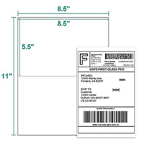 MFLABEL Half Sheet Labels Laser/Ink Jet Shipping Labels 8.5 x 11 Inches Packaging Labels, Address Labels for Laser & Inkjet Printers, 500 Count(250 Sheets)