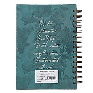 Christian Art Gifts Journal w/Scripture Be Still and Know Psalm 46:10 Bible Verse Purple Rose 192 Ruled Pages, Large Hardcover Notebook, Wire Bound