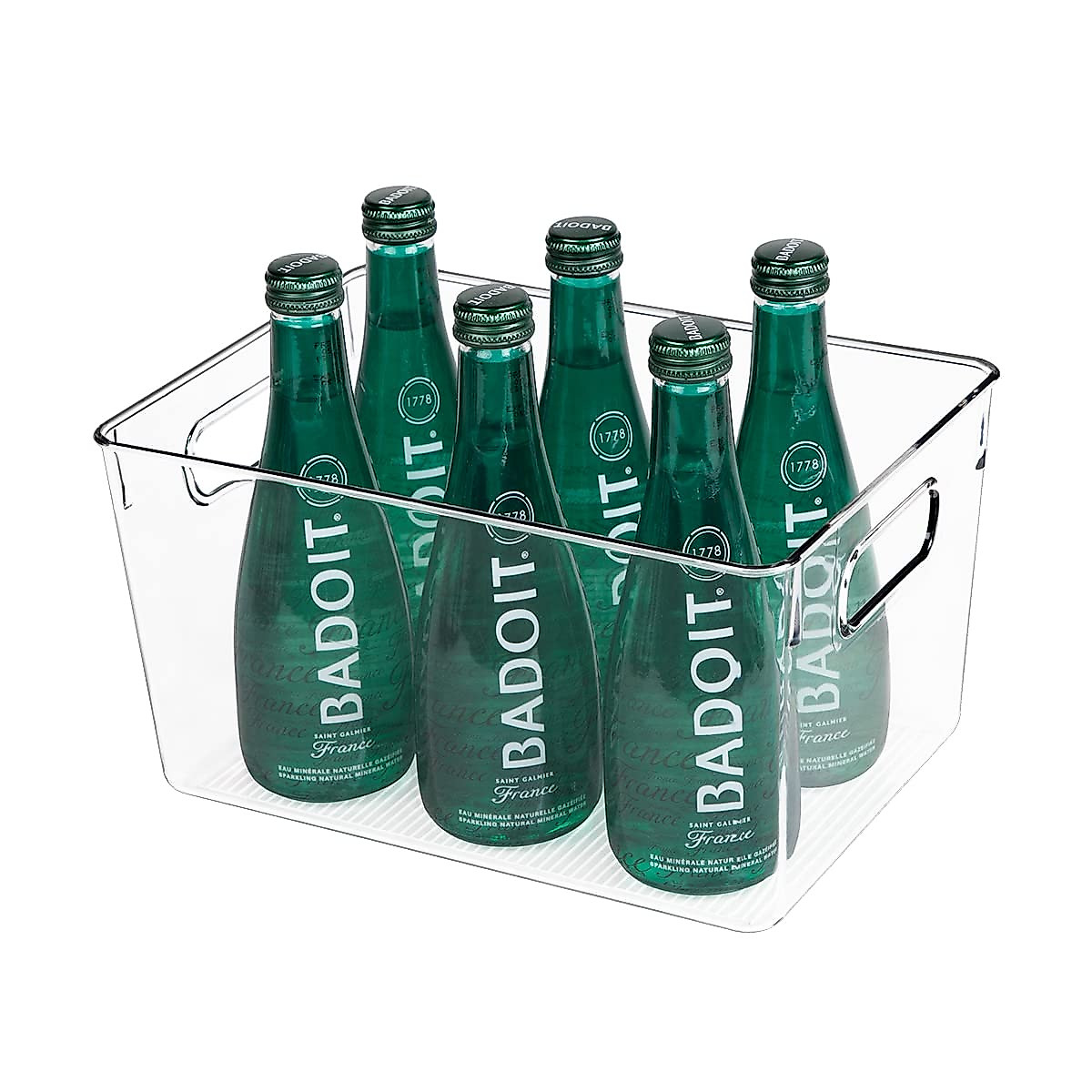 RedSodium Pantry Organization and Storage Container Bins for Kitchen, Laundry, Refrigerator, Freezer. Durable Heavy Duty Clear Plastic with Handles - 6 Pack