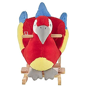 Qaba Kids Ride-On Rocking Horse Toy Parrot Style Rocker with Fun Music & Soft Plush Fabric for Children 18-36 Months