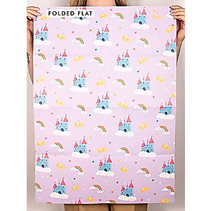 CENTRAL 23 Birthday Wrapping Paper Sheets (x6) - Purple Rainbow and Castle - Gift Wrap for Girls - New Baby - Stars and Crowns - Valentines Day Gift Wrapping Paper - Recyclable