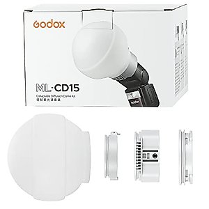 Godox ML-CD15 Diffusion Dome with 3 adapters, Flash Light Diffuser, Compatible for Godox V1 Series ML30 ML60 ML60BI AD200 AD200PRO AD300PRO AD400PRO V1S V1C V1N V1F V1O V860III-S TT685S TT660S