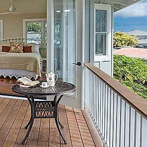 Yaheetech 5-Piece Outdoor Furniture Dining Set, All-Weather Cast Aluminum Conversation Set for Yard Garden Deck, Includes 4 Chairs and 1 Round Table with Umbrella Hole