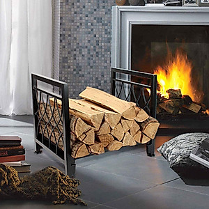 Firewood Rack Indoor Fireplace Log Holder Outdoor Wood Storage Log Rack Decorative Heavy Duty Steel Firewood Carrier Stove Bracket Stacking Rack - Fireplace, Stove and Fire Pit (Line)