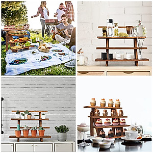 Manspdier Wooden Display Stand Wood Cupcake Stands Tool Free, Rustic Risers for Display Ideal Craft Funko Pop Shelves Table Display Stand for Vendors Wood Riser