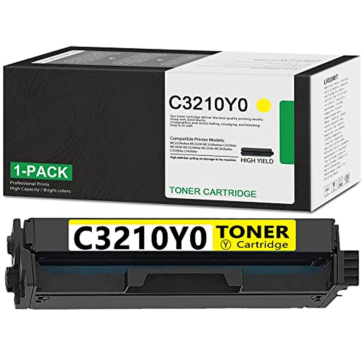 LVE C3210Y0 High Yield Toner Cartridge Replacement for Lexmark C3210Y0 MC3224i MC3426i MC3224dwe MC3224adwe MC3326adwe MC3326i C3326dw C3426dw C3224dw MC3426adw Printer, 1 Pack Yellow.