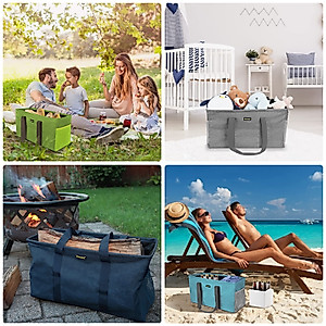 BALEINE Extra Large Utility Tote Bag with Wire Frame for Storage (Yellow, 22''x12''x10'')