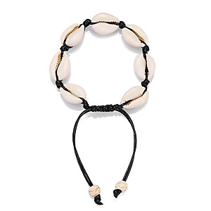 Starain 2Pcs Shell Necklace Anklet for Women Handmade Adjustable Puka Beach Shell Necklace Set