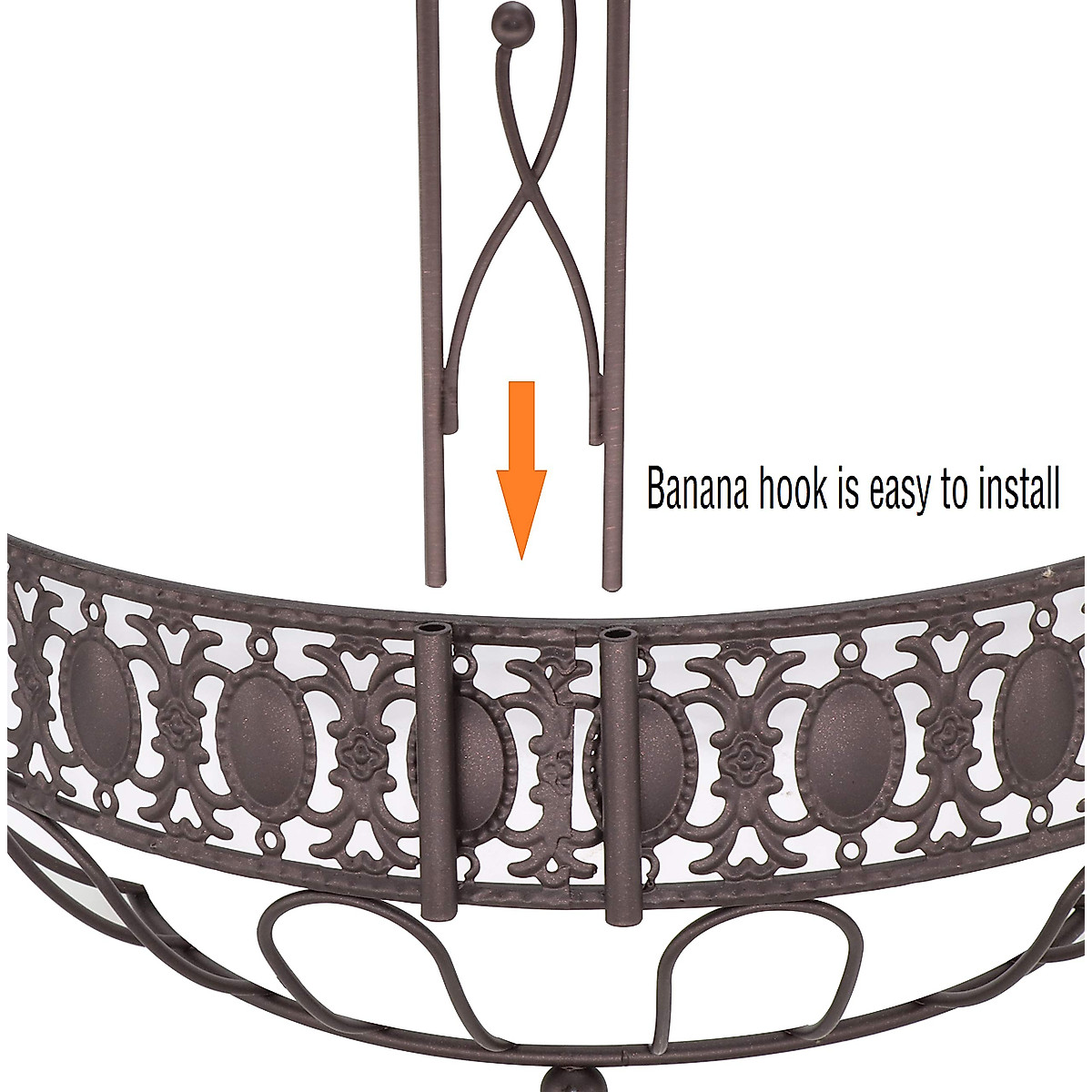 ROSYLINE Fruit basket Bowl, with Banana Hanger Suitable for kitchen, dining table decoration and storage (brown)