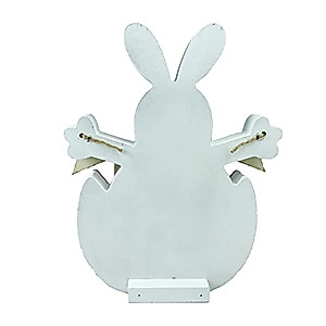 HOMirable aster Decorations for Home Pink Bunny Decor Happy Easter Block Cute Rabbit Tabletop Wooden Farmhouse Rustic Sign, Dining Room, Mantle, Fireplace, Shelf Indoor