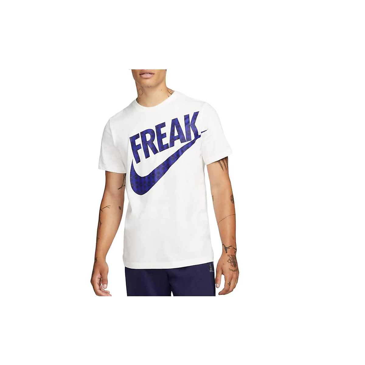 Nike Sportswear Men's T-Shirt (US, Alpha, Small, Regular, Regular, White/Blue)