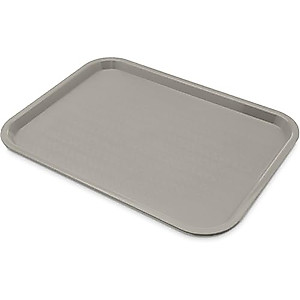 Carlisle FoodService Products Cafe Fast Food Cafeteria Tray with Patterned Surface for Cafeterias, Fast Food, And Dining Room, Plastic, 16.31 X 12.06 X 0.7 Inches, Gray, (Pack of 24)