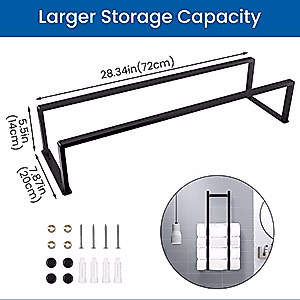 WOSOMOK Vertical Towel Racks for Bathroom Wall Mounted, 28.3 Inch SUS304 Stainless Steel Towel Storage Rack, Matte Black Hand Towel Holder for Small Bathroom Wall Maximum 6 Towels